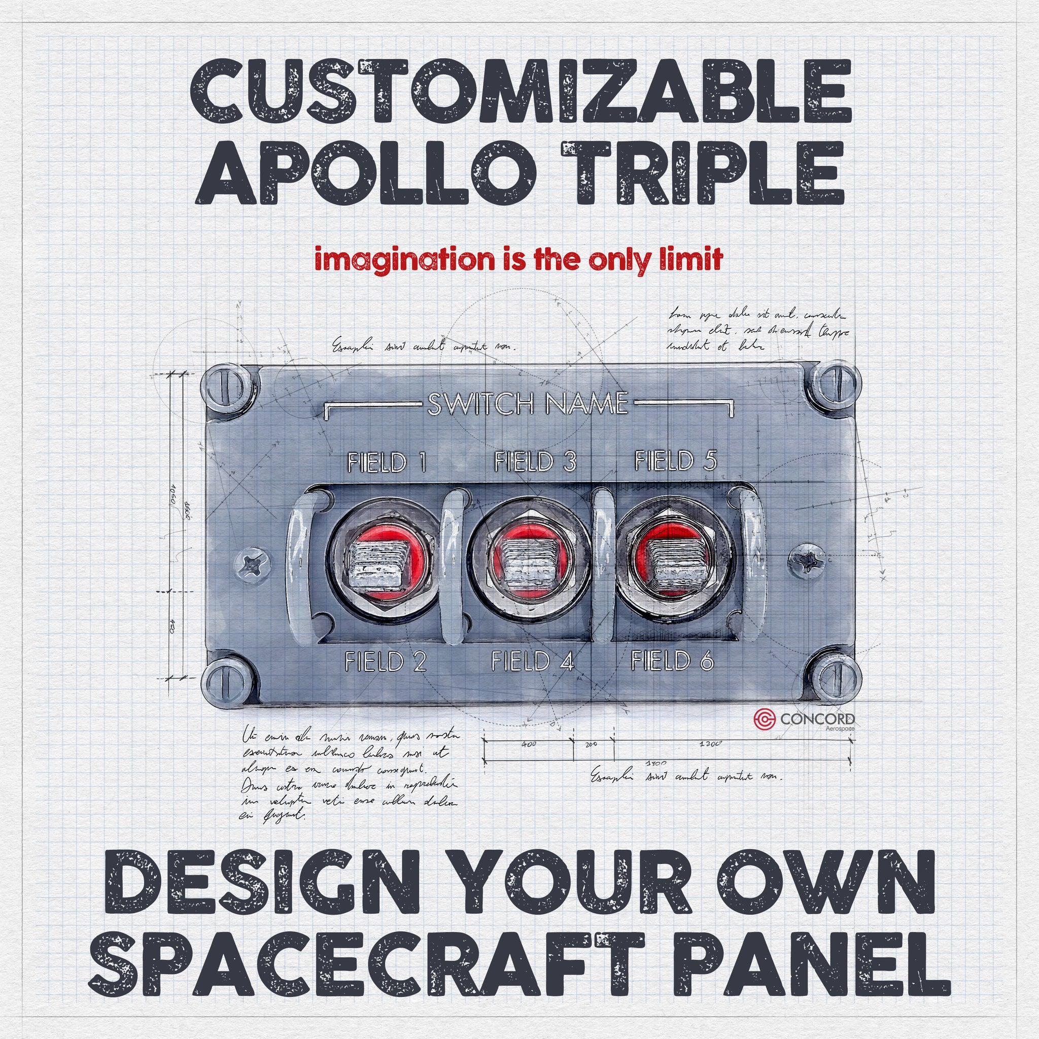 CUSTOMIZABLE APOLLO TRIPLE SWITCH PANEL – Concord Aerospace